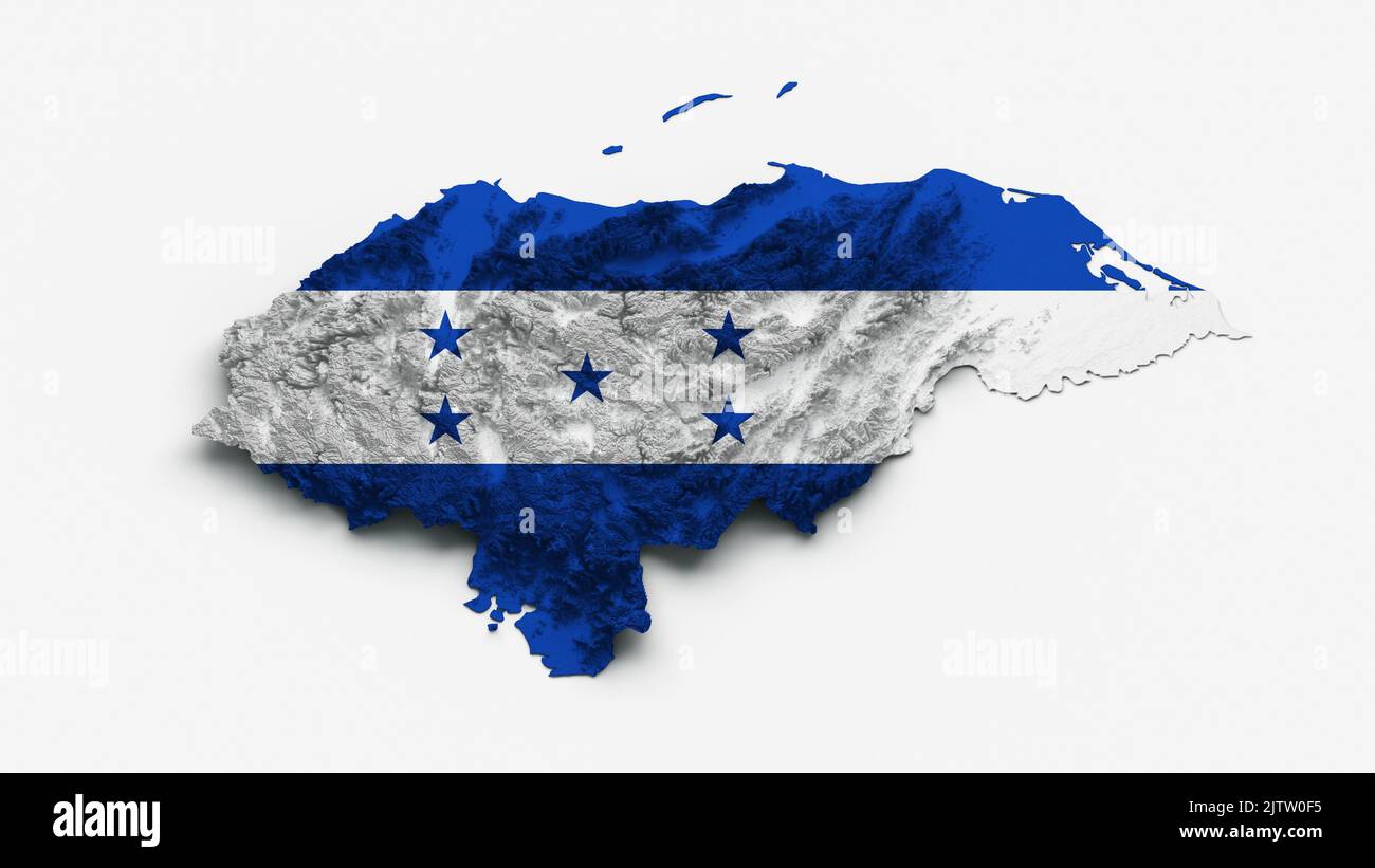 A 3d illustration of the Honduras Map and the flag with shaded relief ...