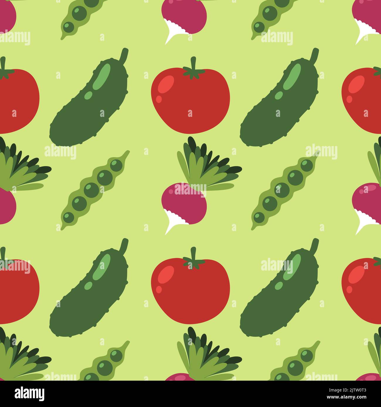 Autumn harvest cartoon seamless tomatoes and cucumber and radish and ...