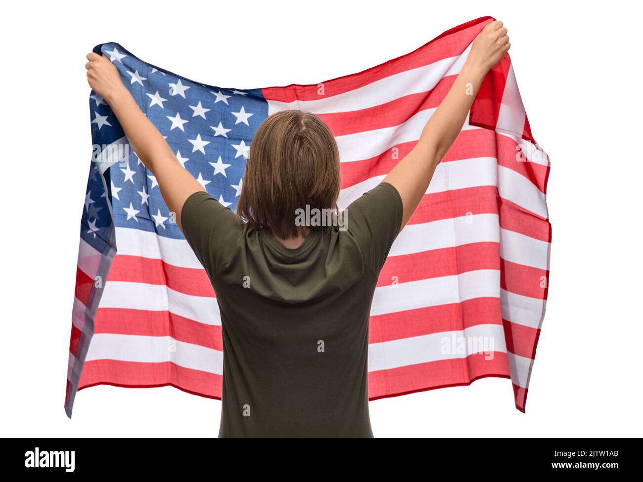 Back view woman usa flag hi-res stock photography and images - Alamy