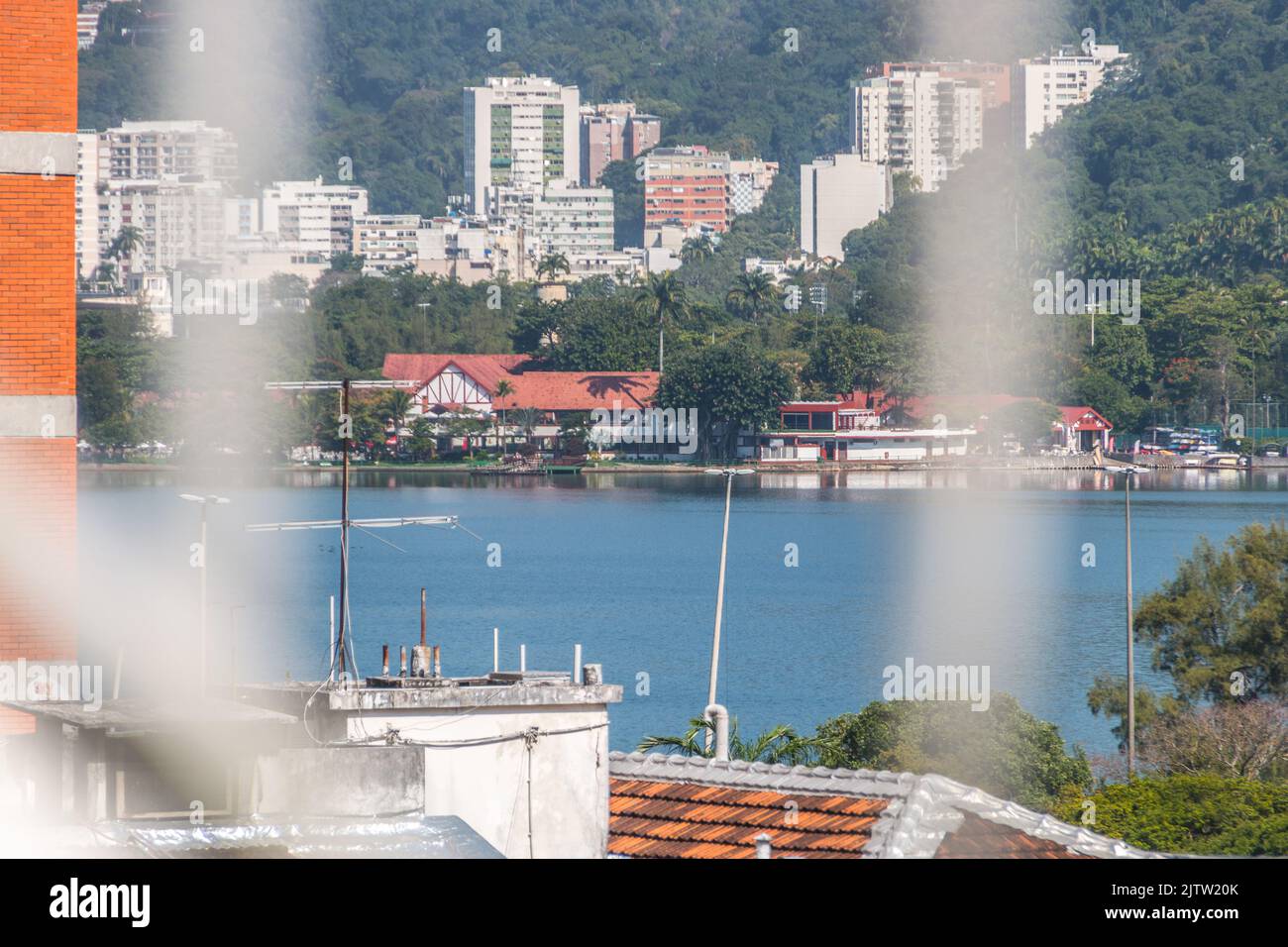 Rodrigo de freitas lagoon, view of the neighborhood of humaita in rio ...