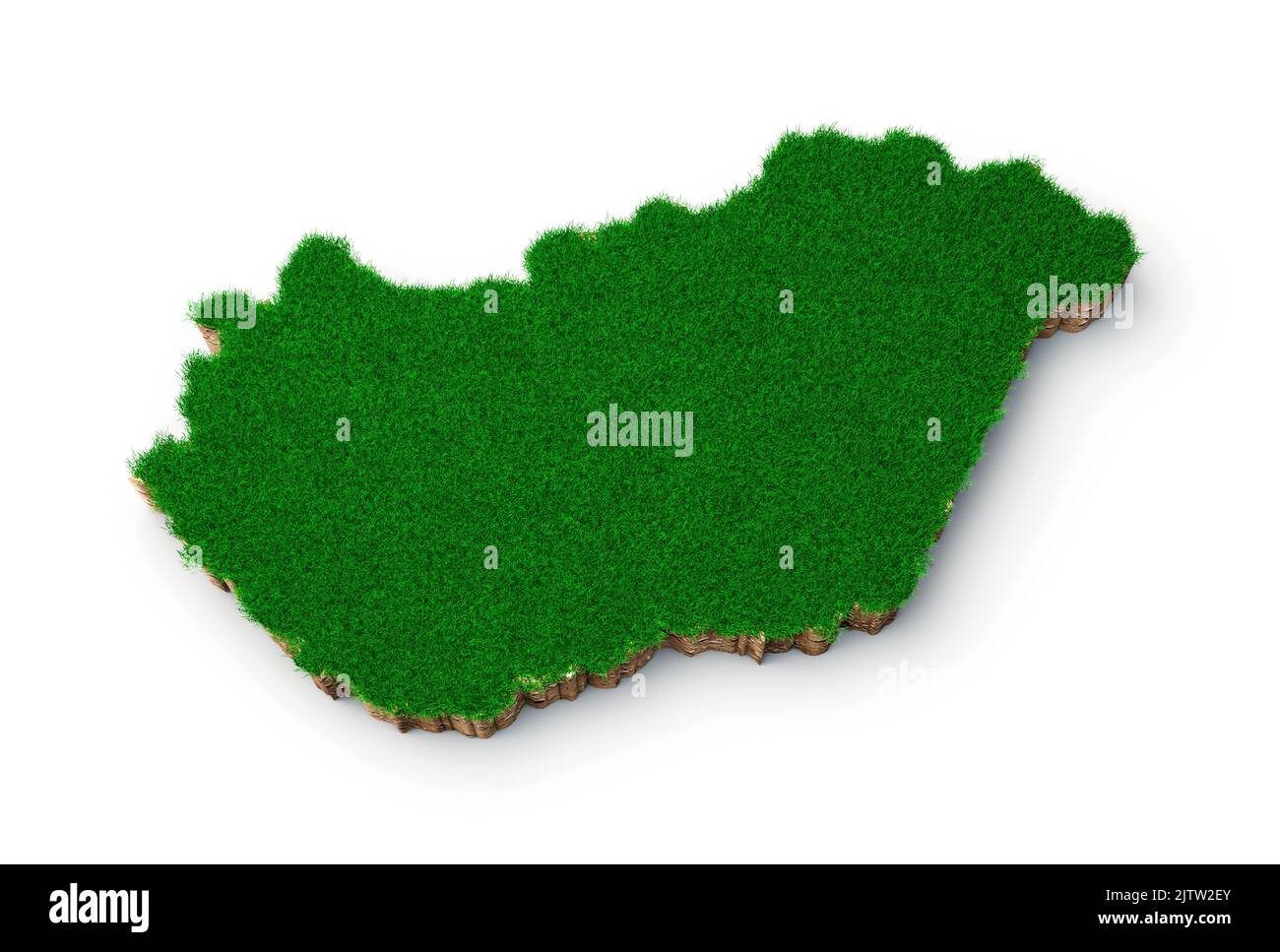 A 3D illustration of the Hungary map with soil land geology cross ...