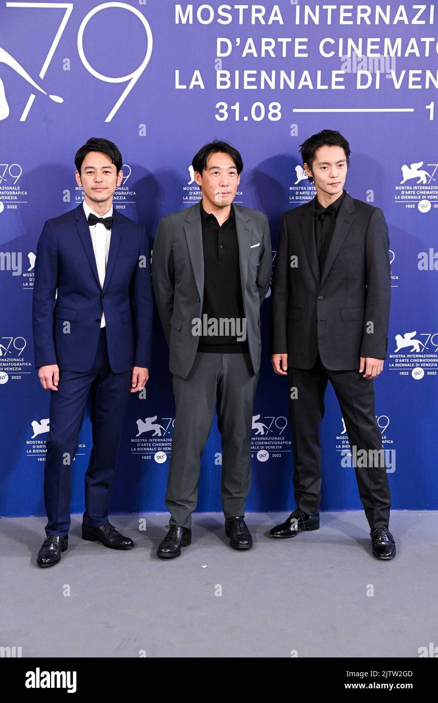 Satoshi Tsumabuki , Kei Ishikawa , Masataka Kubota 79th Venice Film Festival Photocall of the ...
