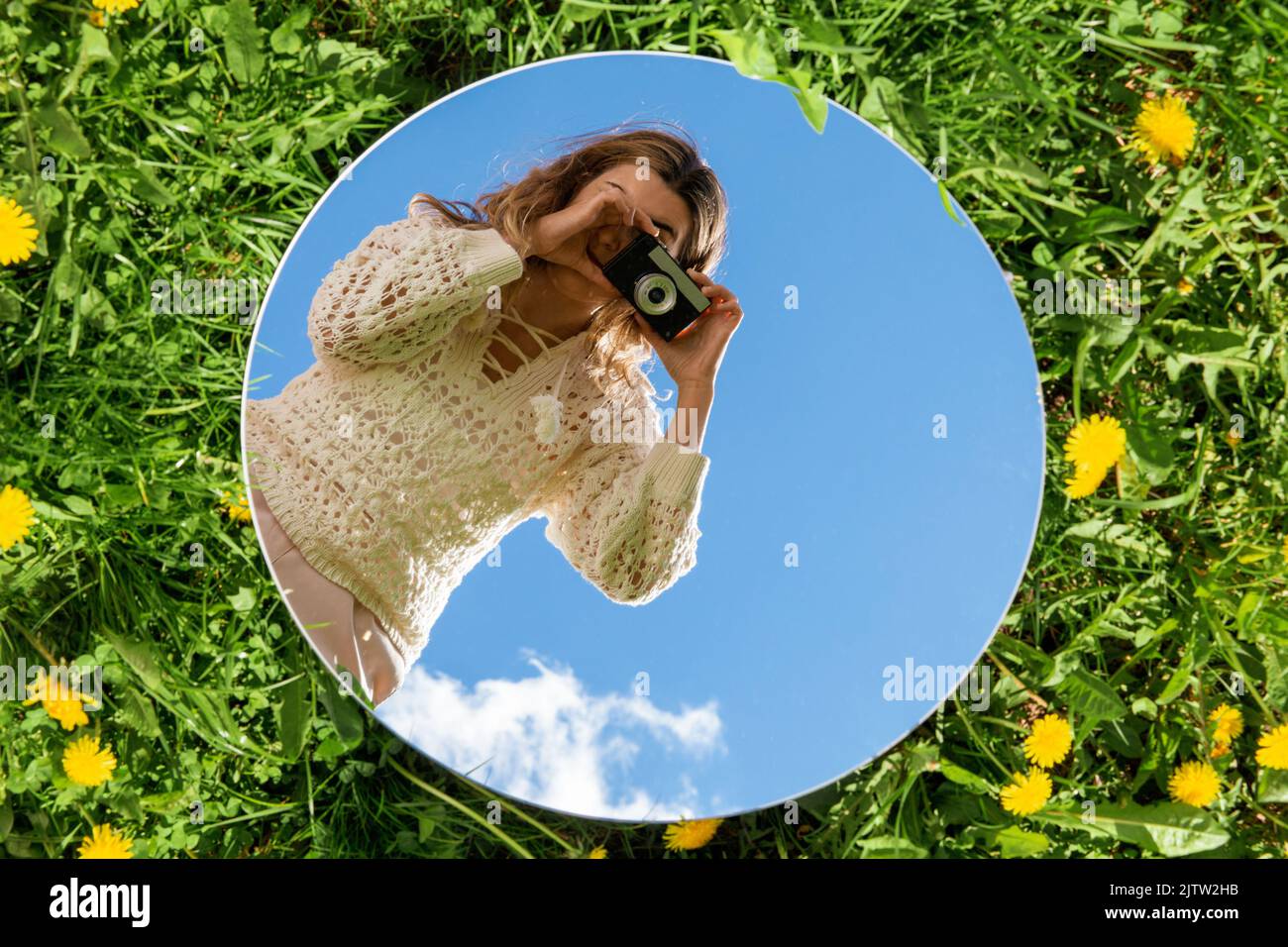 Woman taking picture mirror hi-res stock photography and images - Alamy