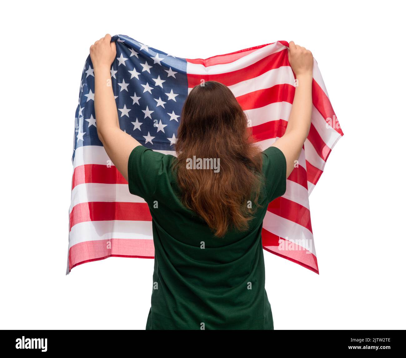 Back view woman usa flag hi-res stock photography and images - Alamy