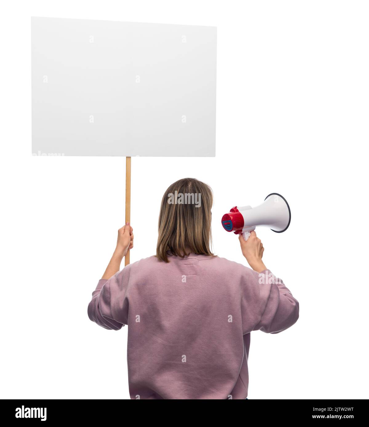 Protesting placard banner megaphone speaking hi-res stock photography ...