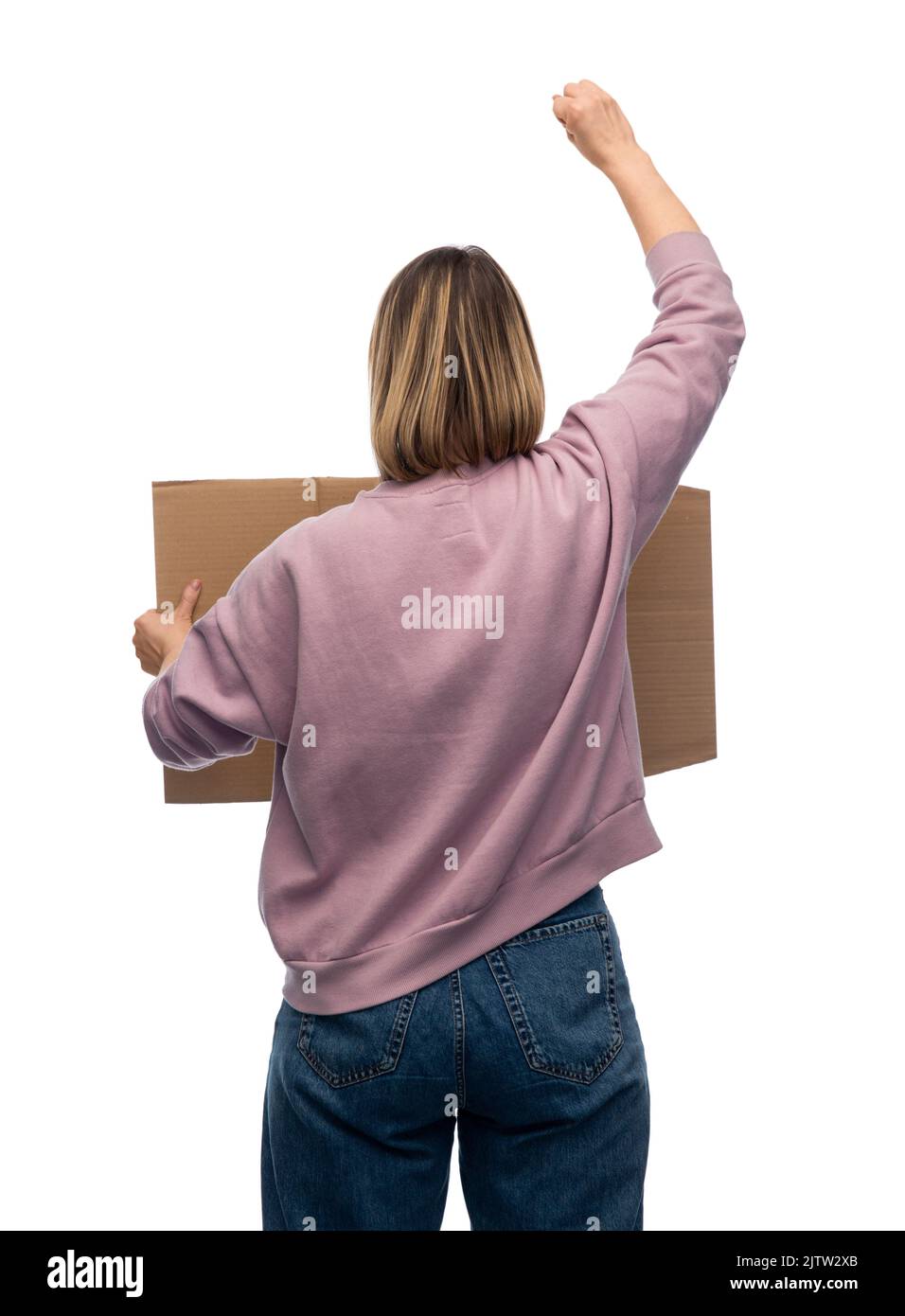 protesting woman with poster on demonstration Stock Photo - Alamy