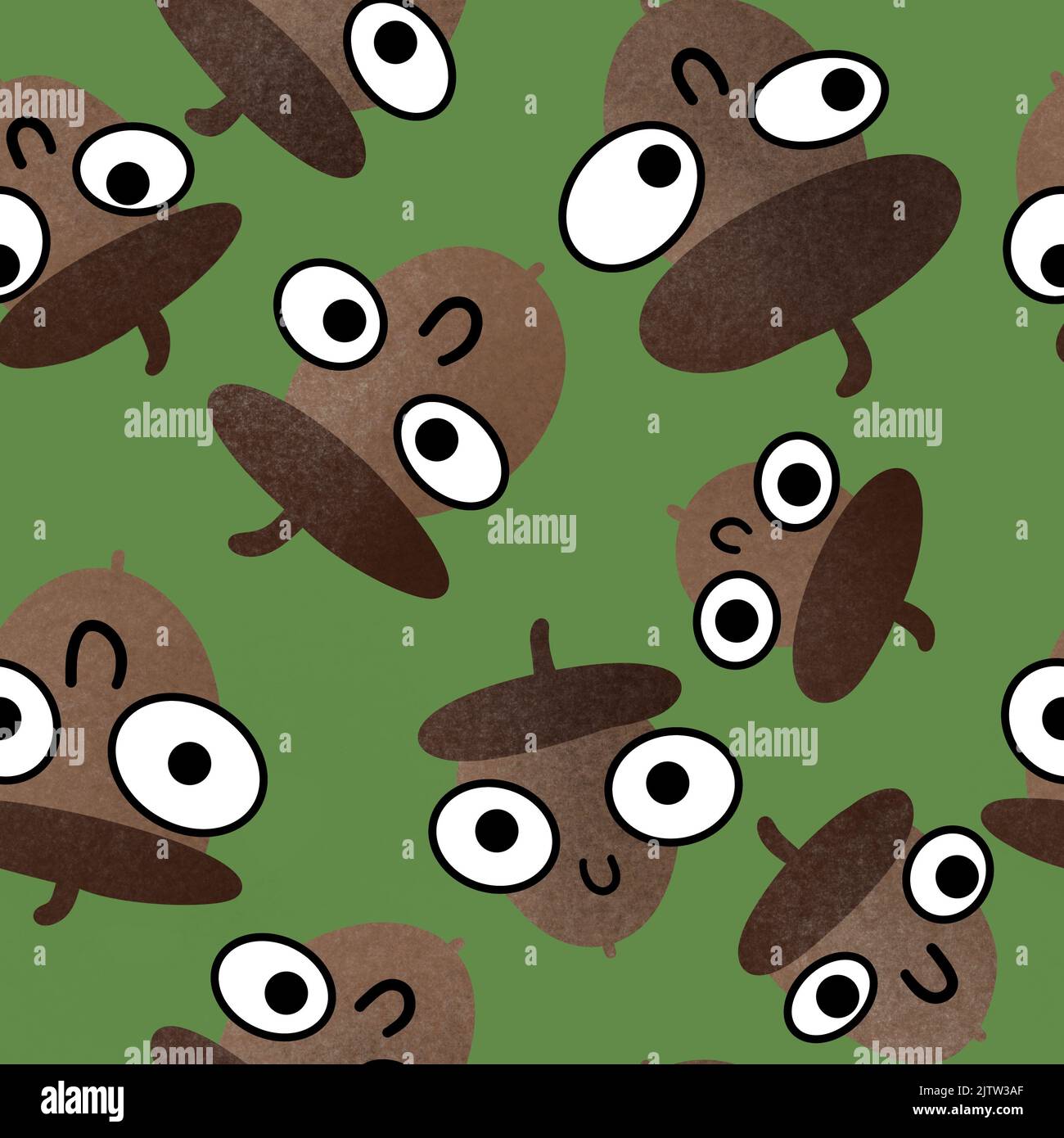 Autumn floral cartoon seamless acorn pattern for wrapping paper and ...