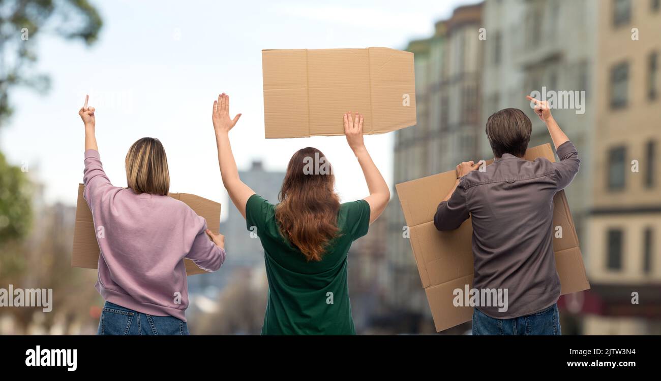 people with posters protesting on demonstration Stock Photo - Alamy