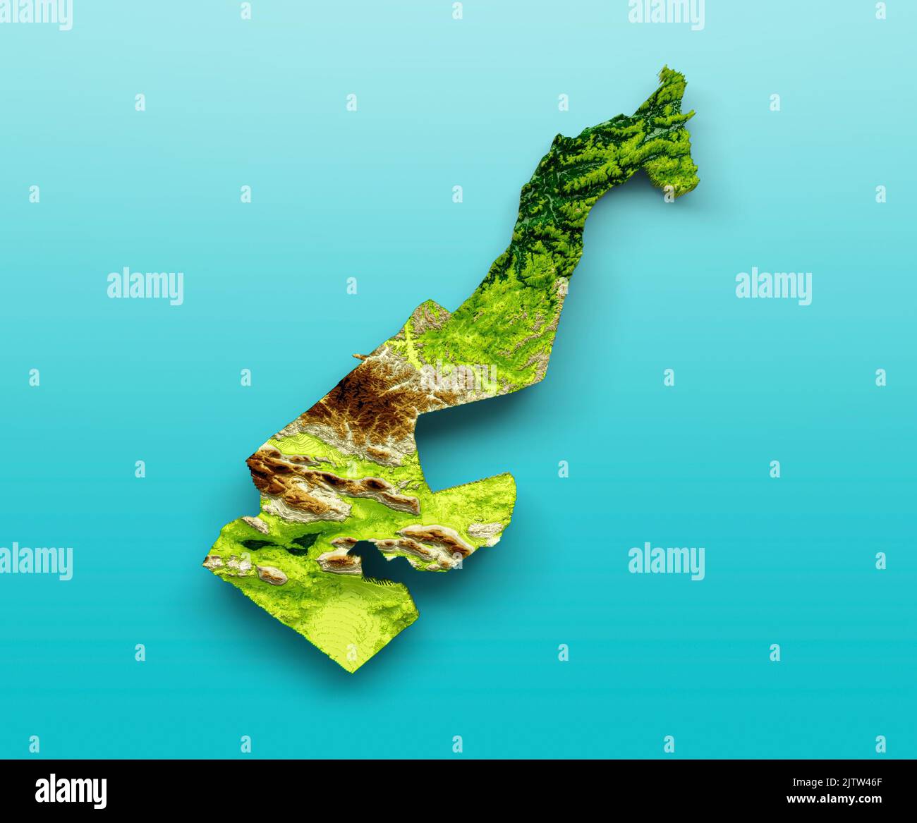 A 3d Monaco Map Shaded relief Color Height map isolated on Blue ...