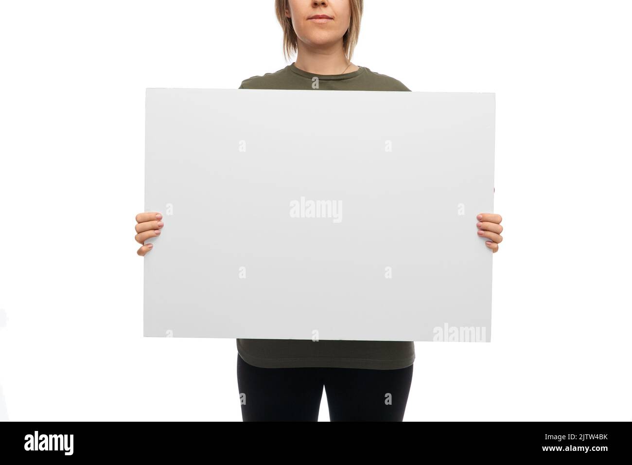 woman with poster protesting on demonstration Stock Photo - Alamy