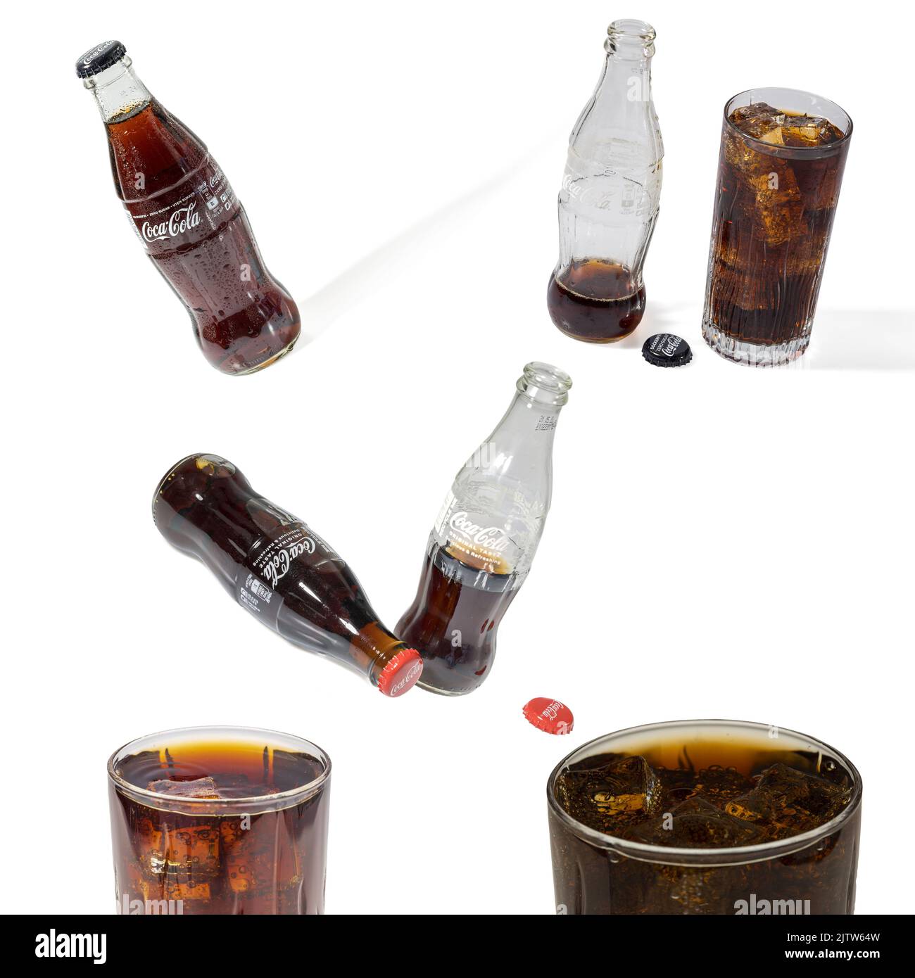 Close up view of seamless pattern of Coca Cola, isolated on white ...