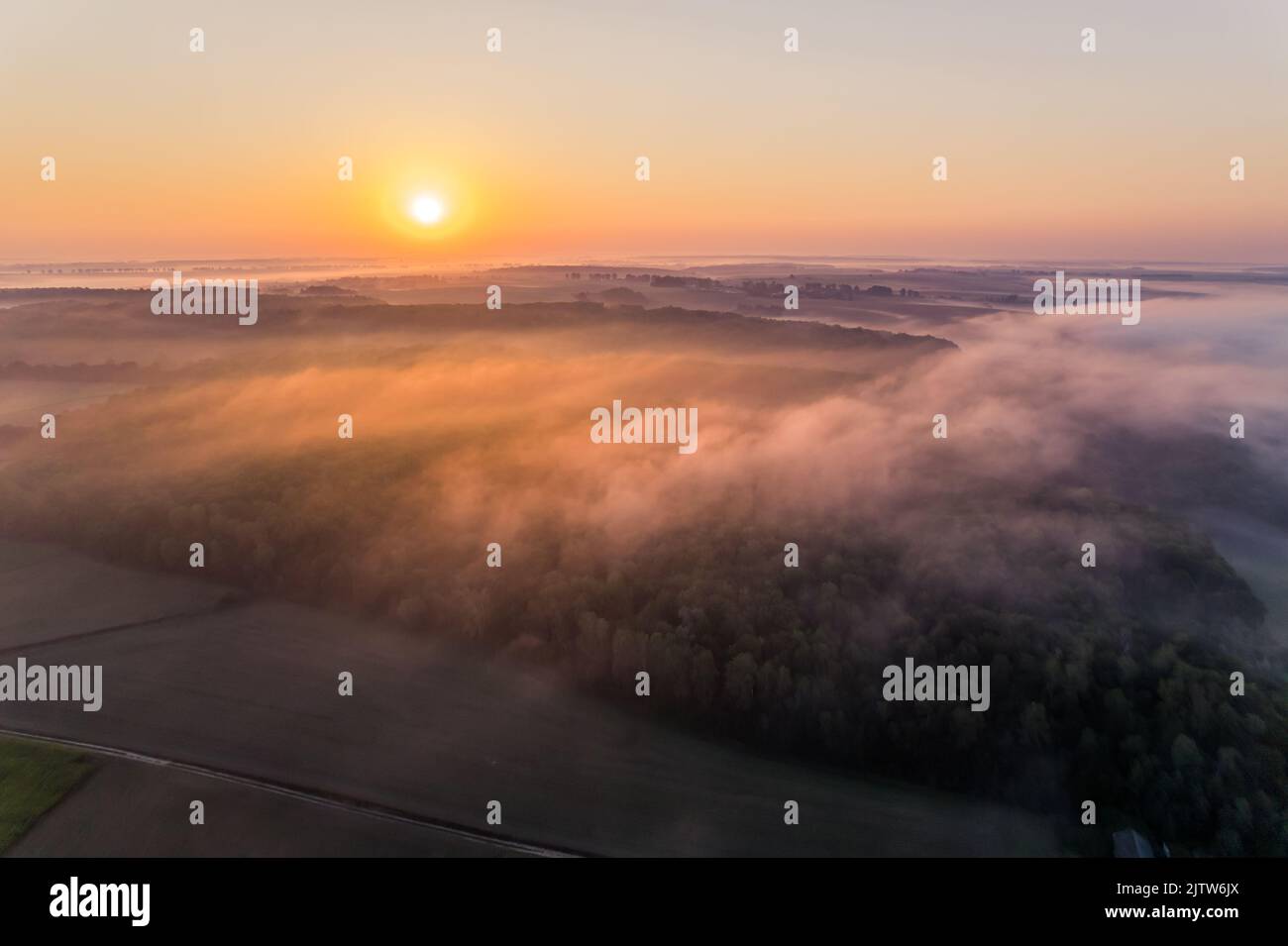 Drone shot ground fog hi-res stock photography and images - Alamy