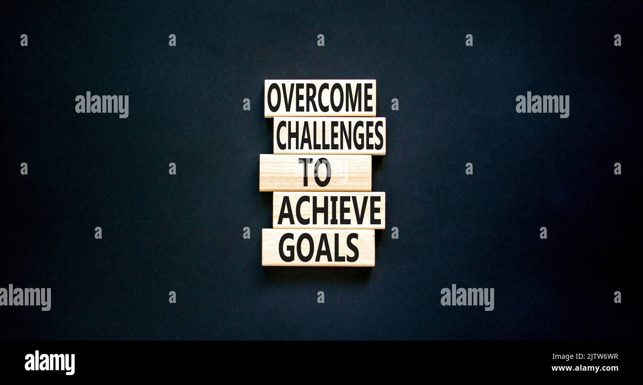 Overcome challenges to achieve goals symbol. Concept words Overcome ...