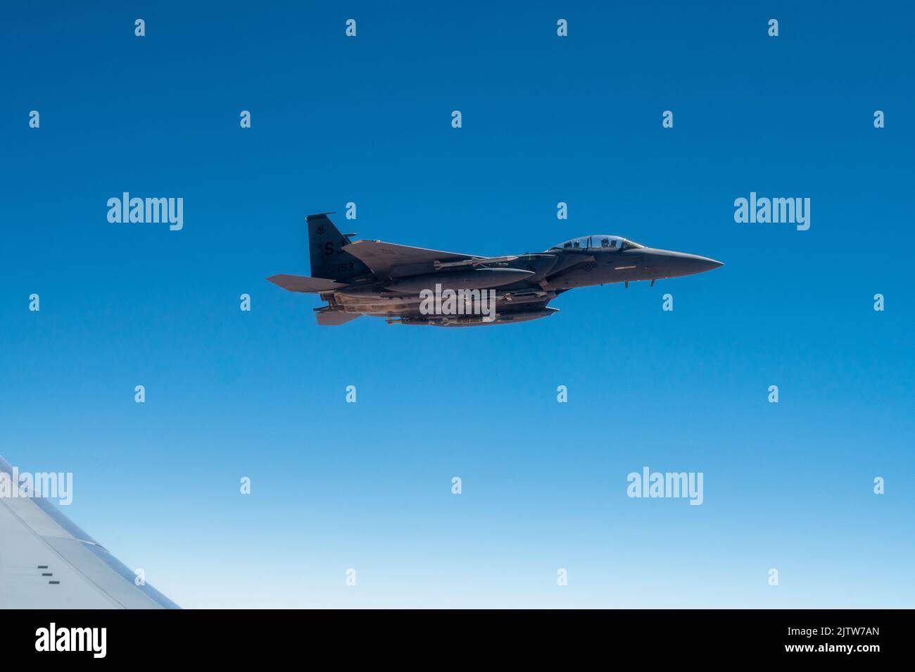 A U.S. Air Force F-15E Strike Eagle assigned to the 335th Expeditionary ...