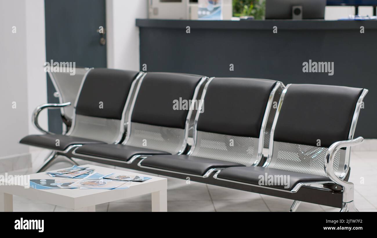 Waiting area seats at private healthcare facility, empty hospital ...