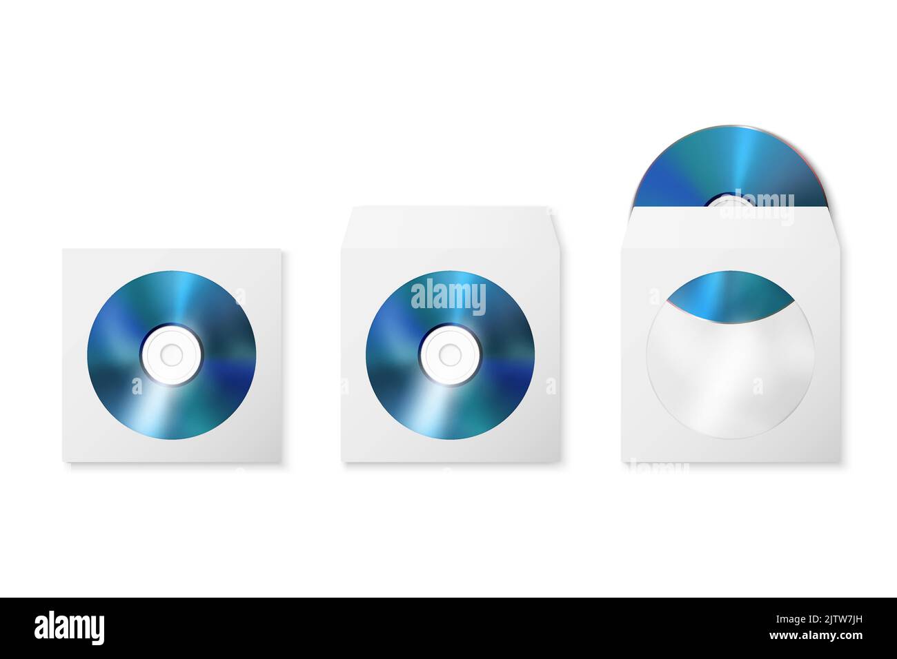 Vector 3d Realistic Blue CD, DVD with Paper Cover, Envelope, Case ...