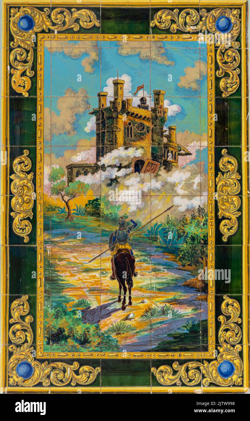 A piece of art embedded into the wall of an office building, downtown ...