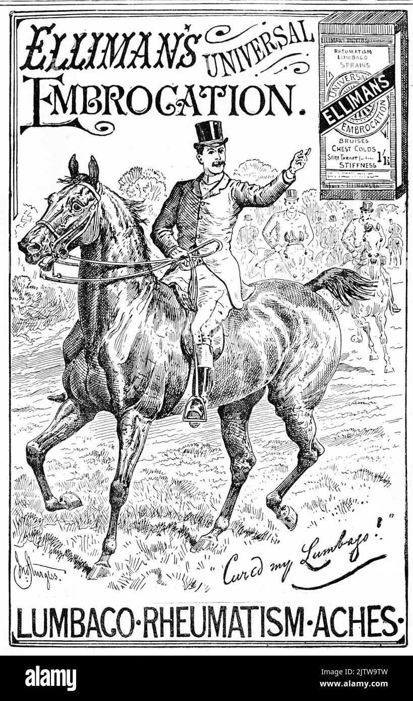 Advertisement for Eliman's universal embrocation in an English ...