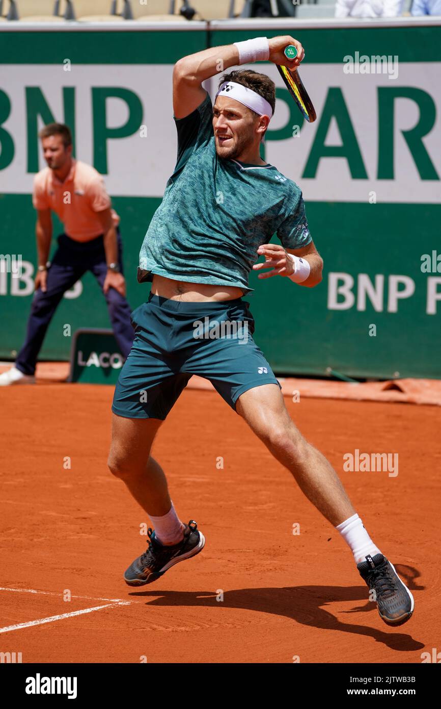 Professional tennis player Casper Ruud of Norway in action during his men's round 4 match ...