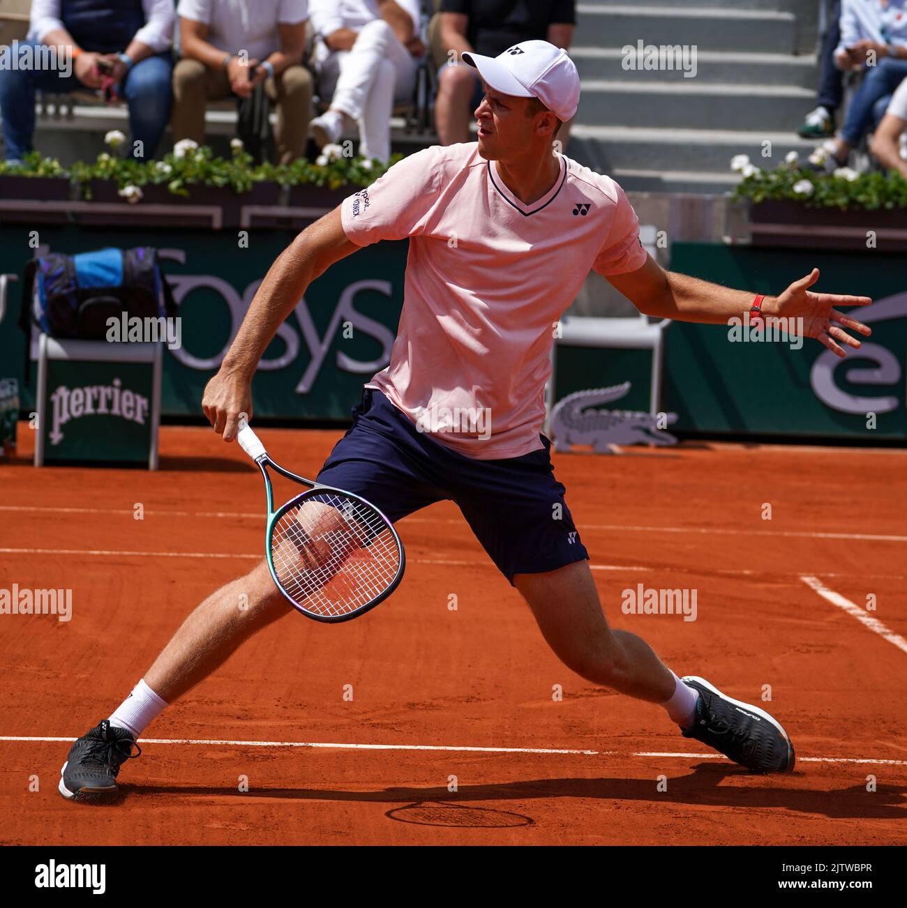 Professional tennis player Hubert Hurkacz of Poland in action during his men's round 4 match ...