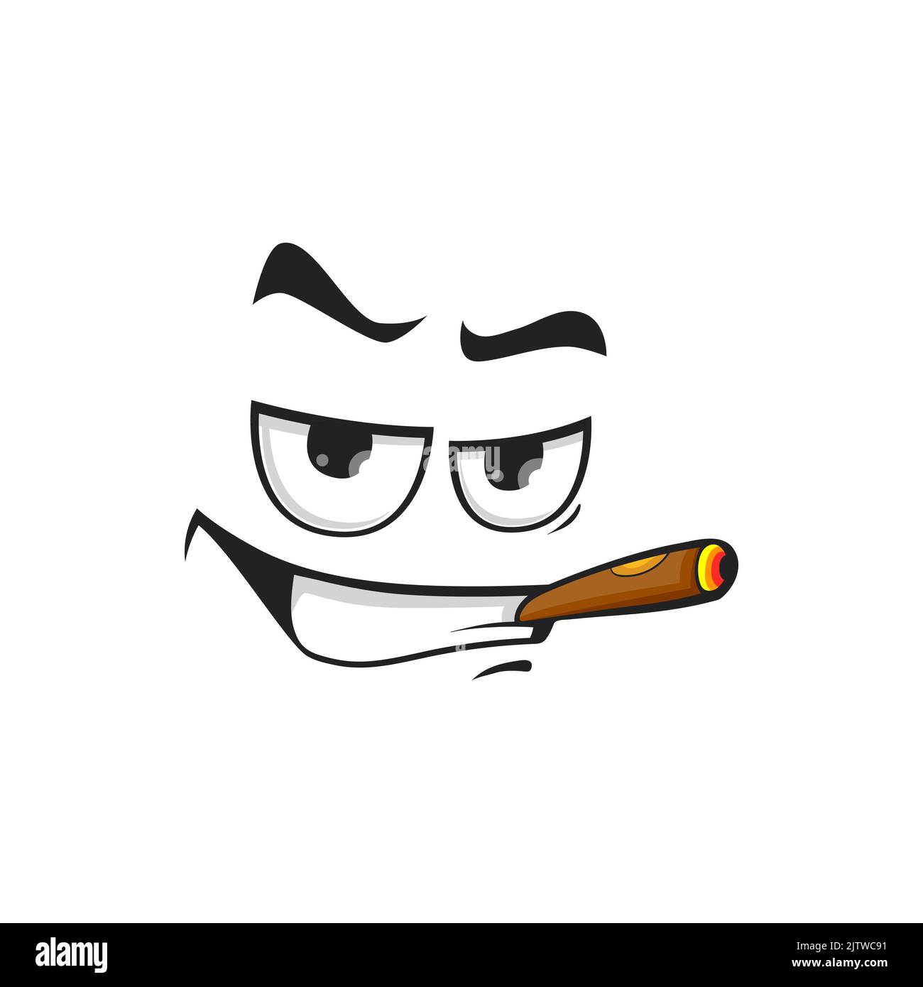 Cartoon smoking face, vector character with cigar in mouth. Self ...