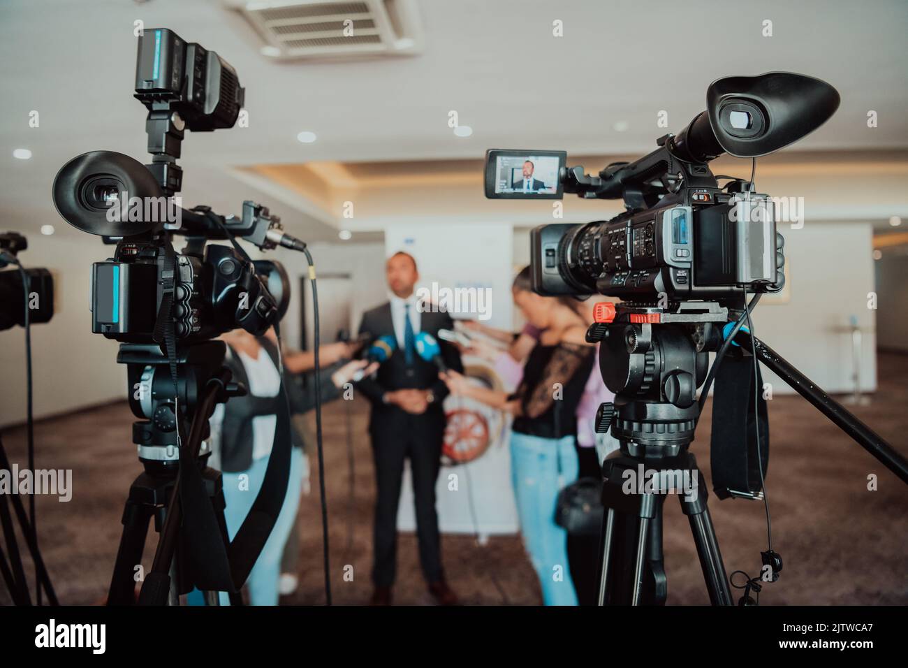 professional video production camera recording live event on stage ...