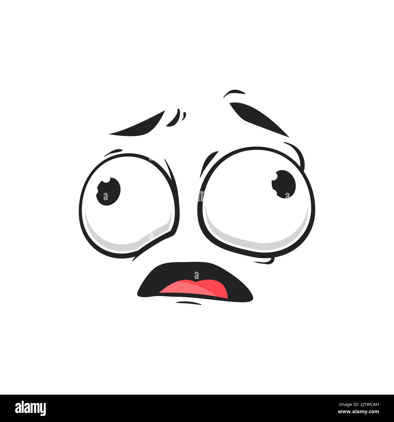 Cartoon face with slanting eyes and open mouth, vector discouraged ...