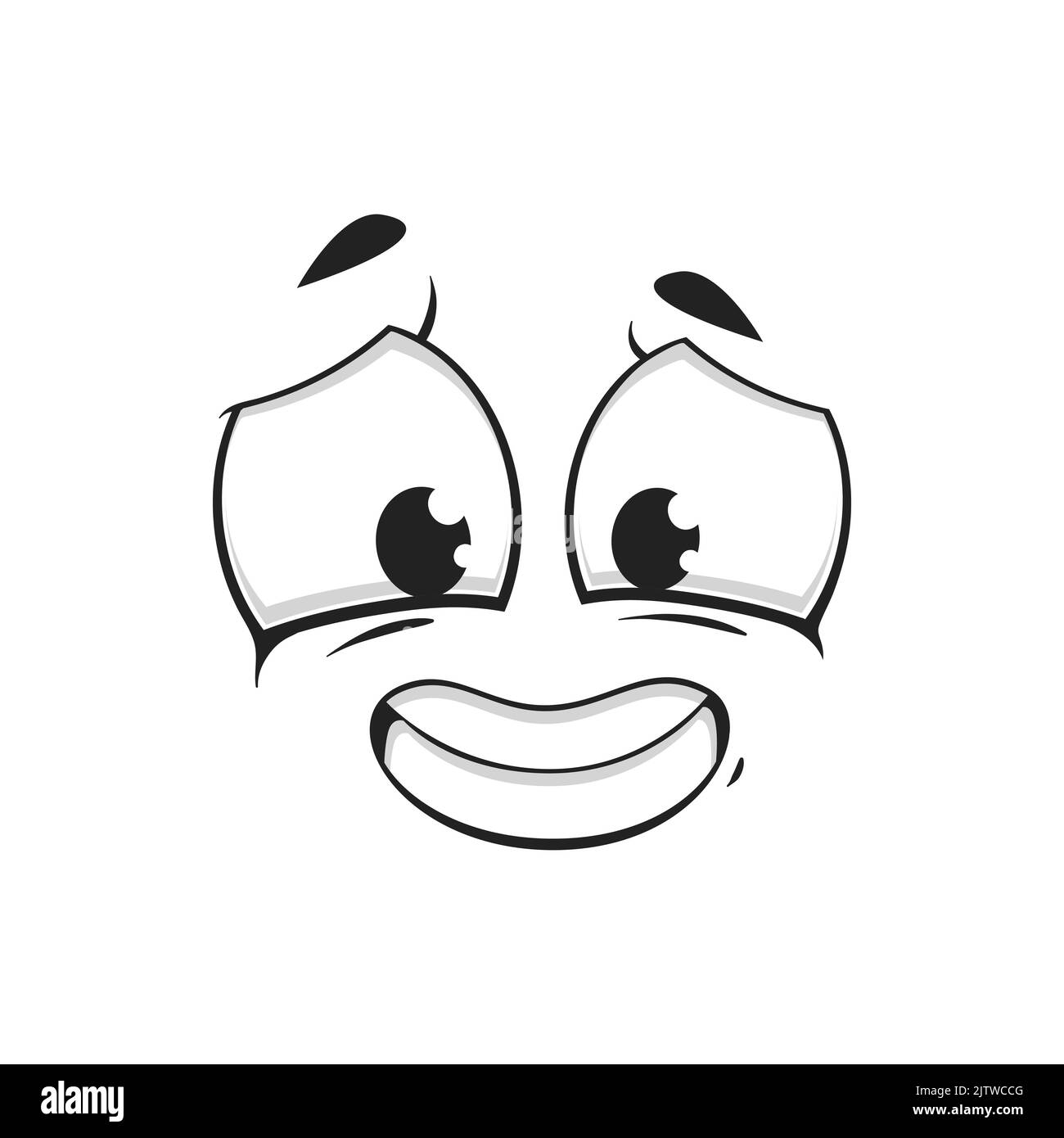 Confused cartoon face, vector guilty smiling character. Hangdog emoji ...