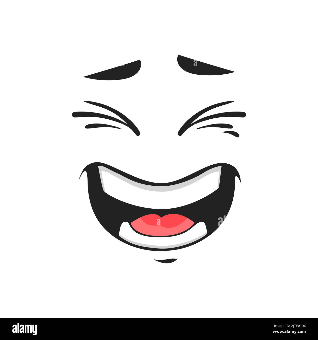 Cartoon laughing face, vector happy emoji, laugh facial expression with ...