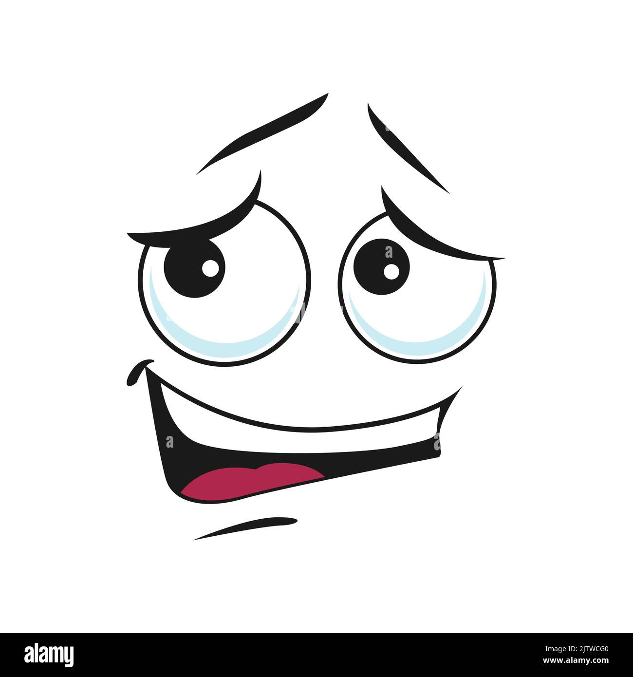 Cartoon face vector icon, guilty or hangdog emoji, funny facial ...