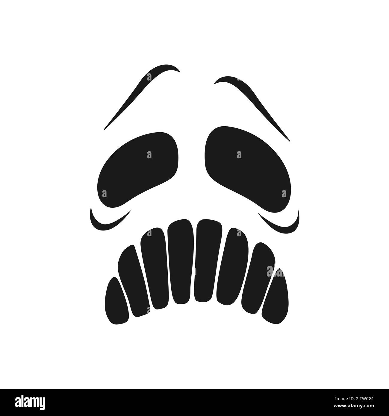 Frightened ghost face screaming vector icon. Halloween emoji, scary ...