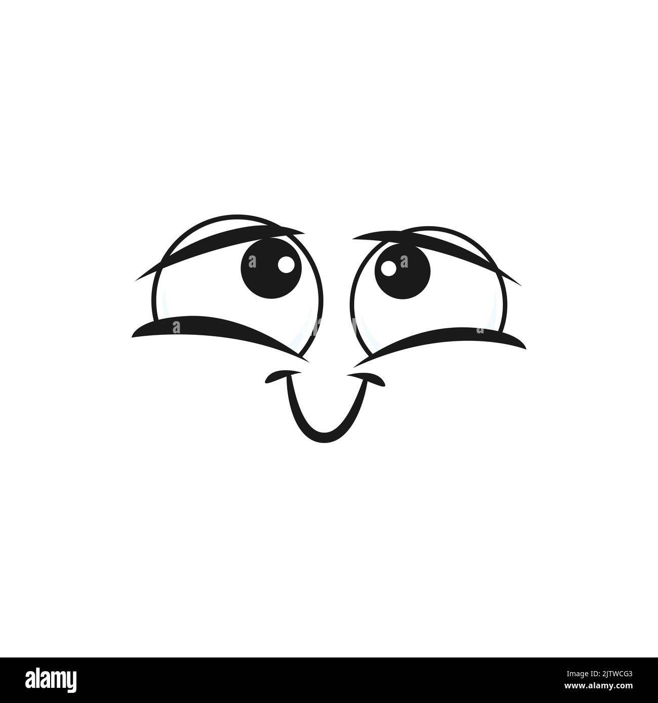 Cartoon face, vector funny dreaming emoji, dreamy relaxed facial ...