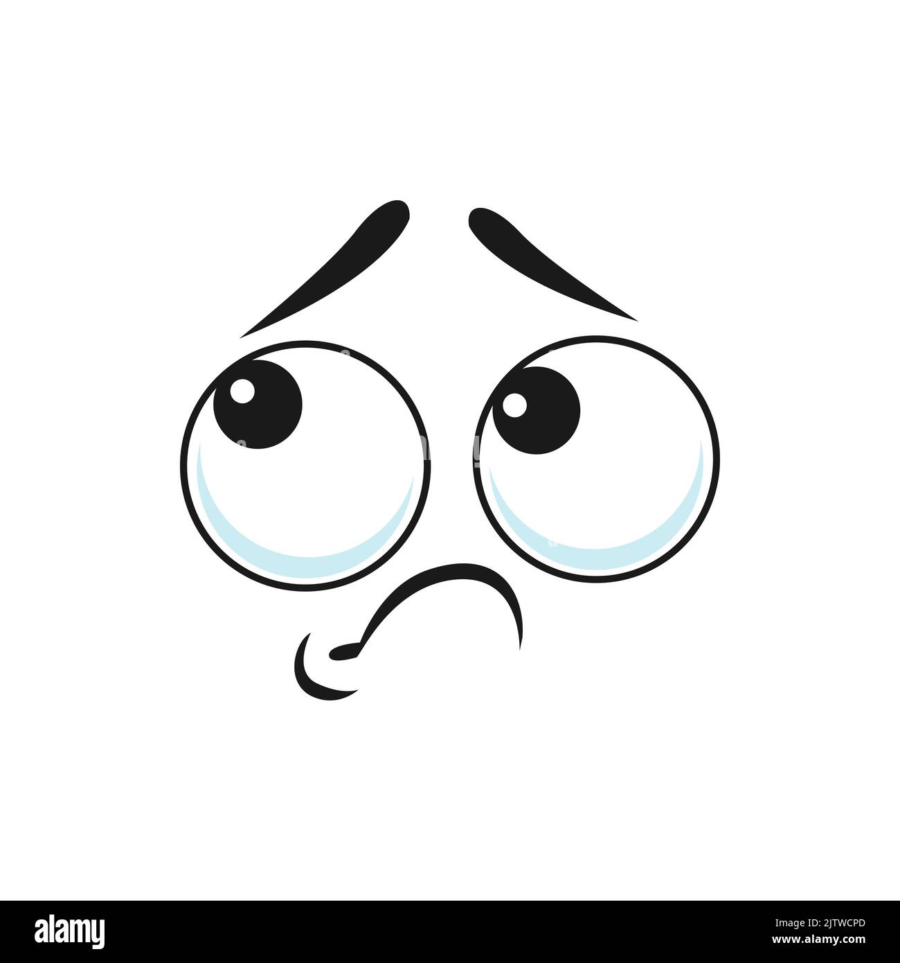 Cartoon sad face, vector unhappy or upset emoji. Negative feelings ...