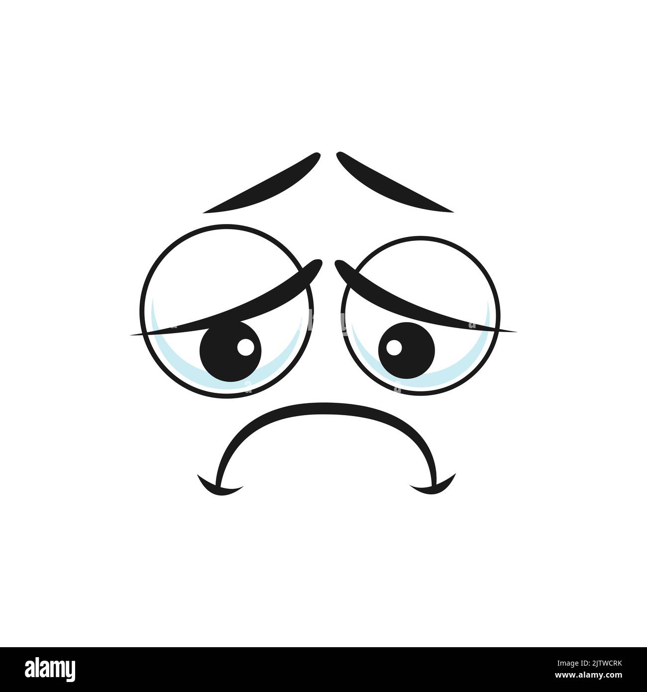 Cartoon sad face, unhappy or upset vector emoji. Negative feelings ...