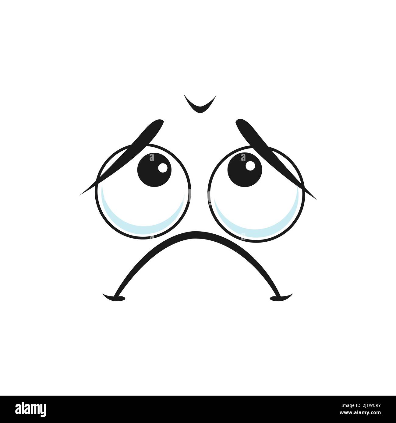 Cartoon sad face, vector negative feelings, sadness emotion, unhappy or ...