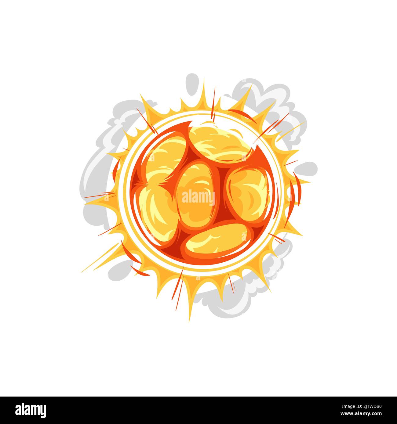 Atom bomb explosion, exploding effect with smoke cloud isolated fire ...