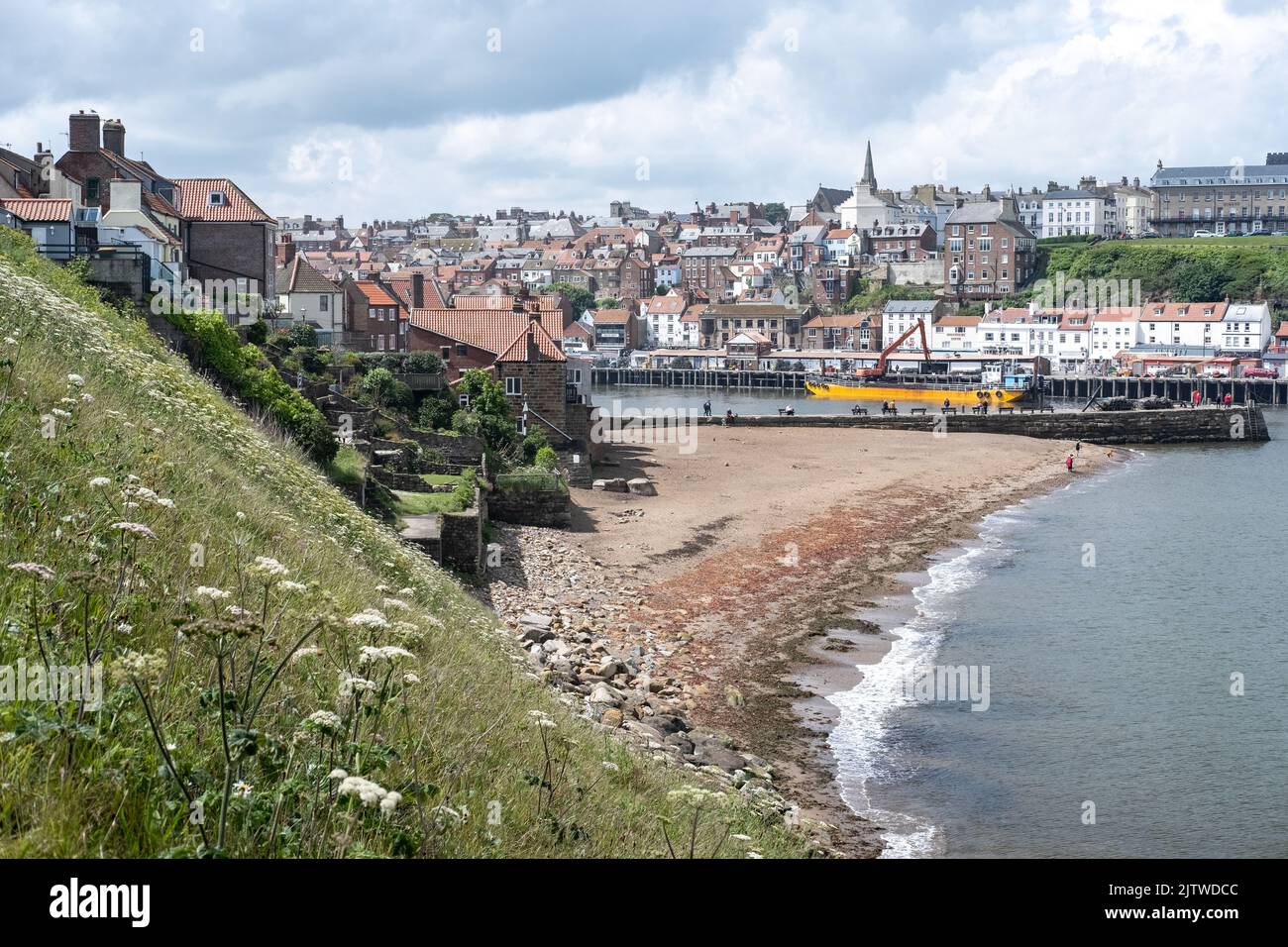 Townscape view of Whitby and Harbour from East to West Stock Photo - Alamy
