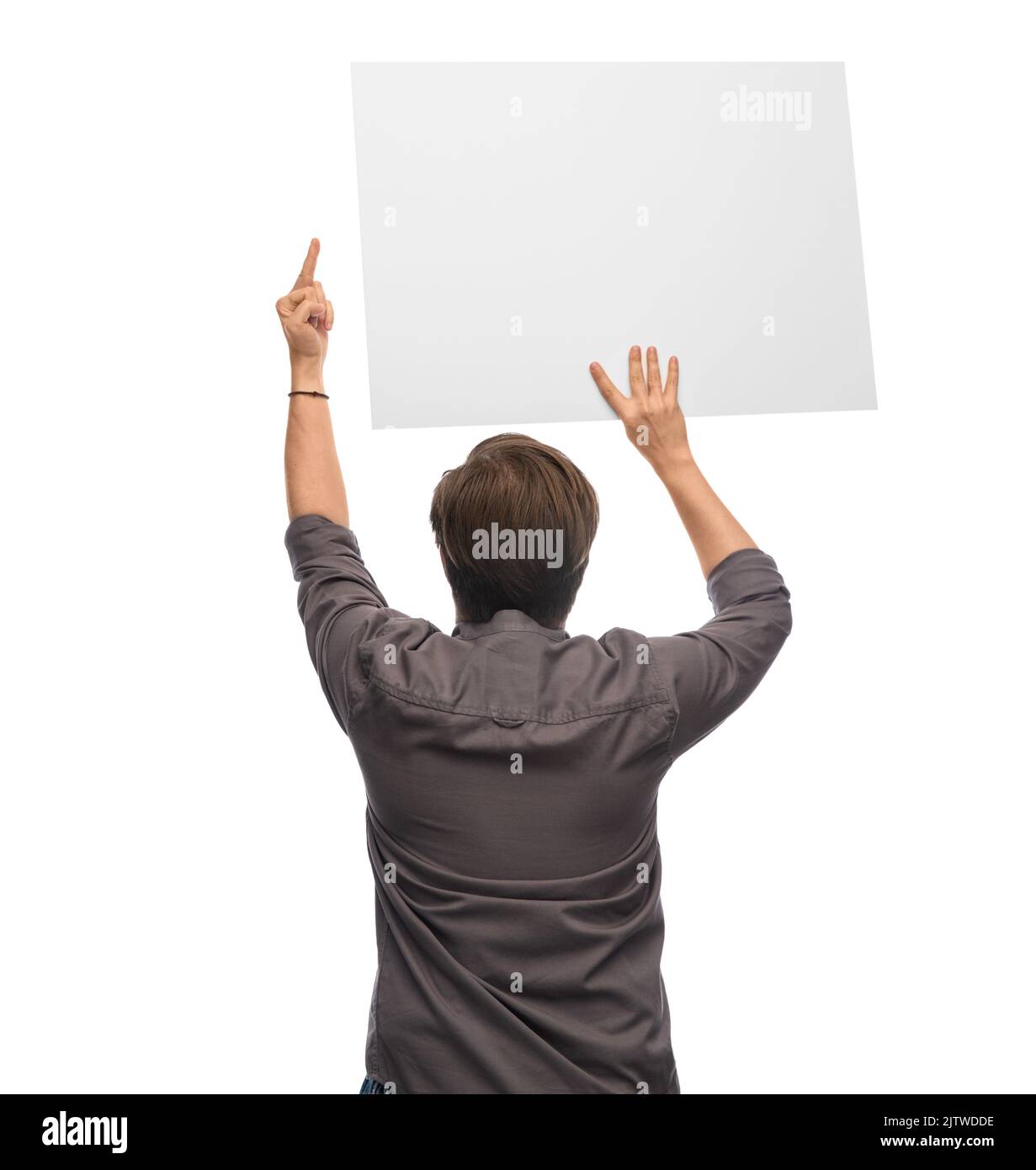 man with poster protesting on demonstration Stock Photo - Alamy