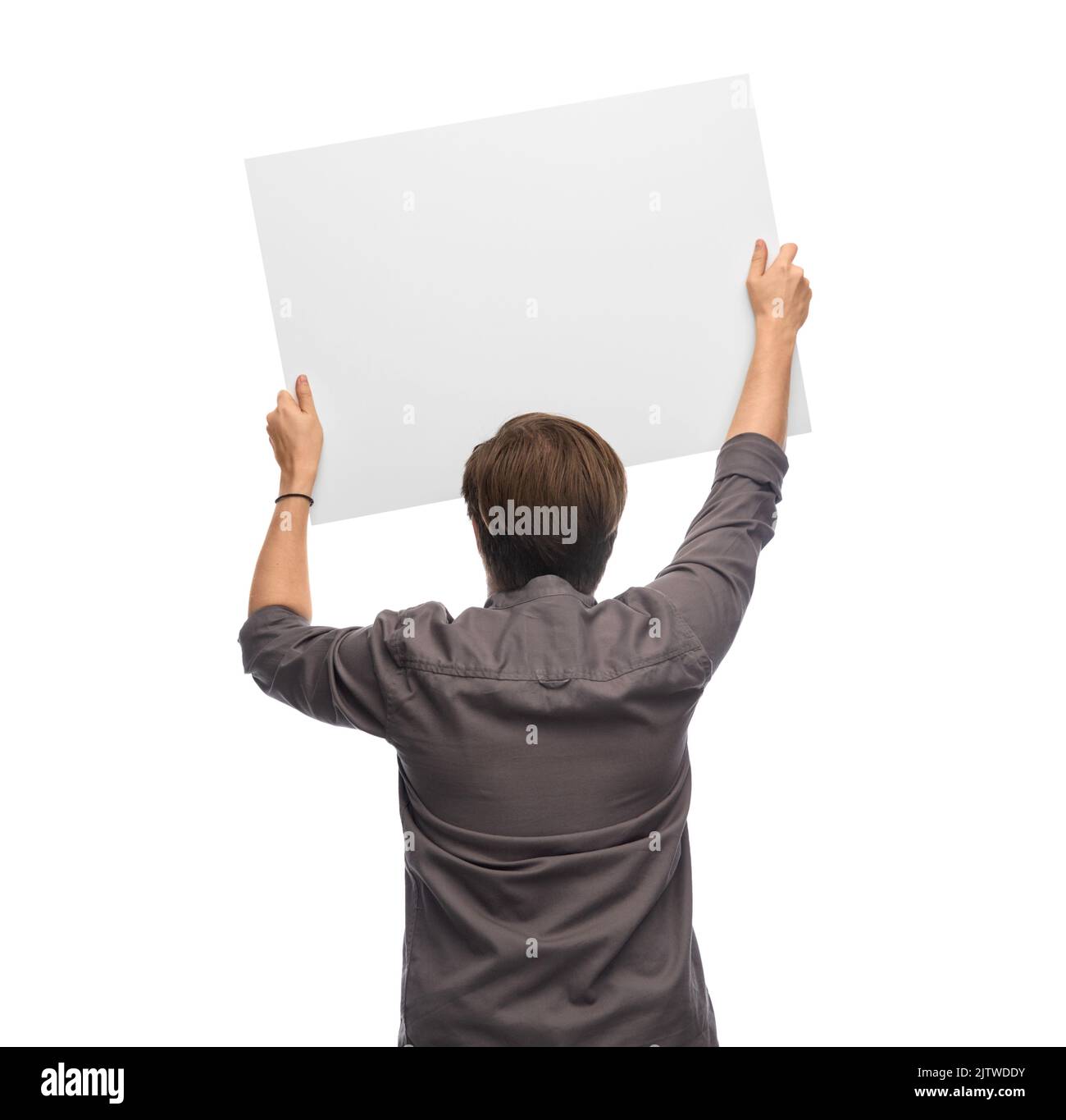man with poster protesting on demonstration Stock Photo - Alamy