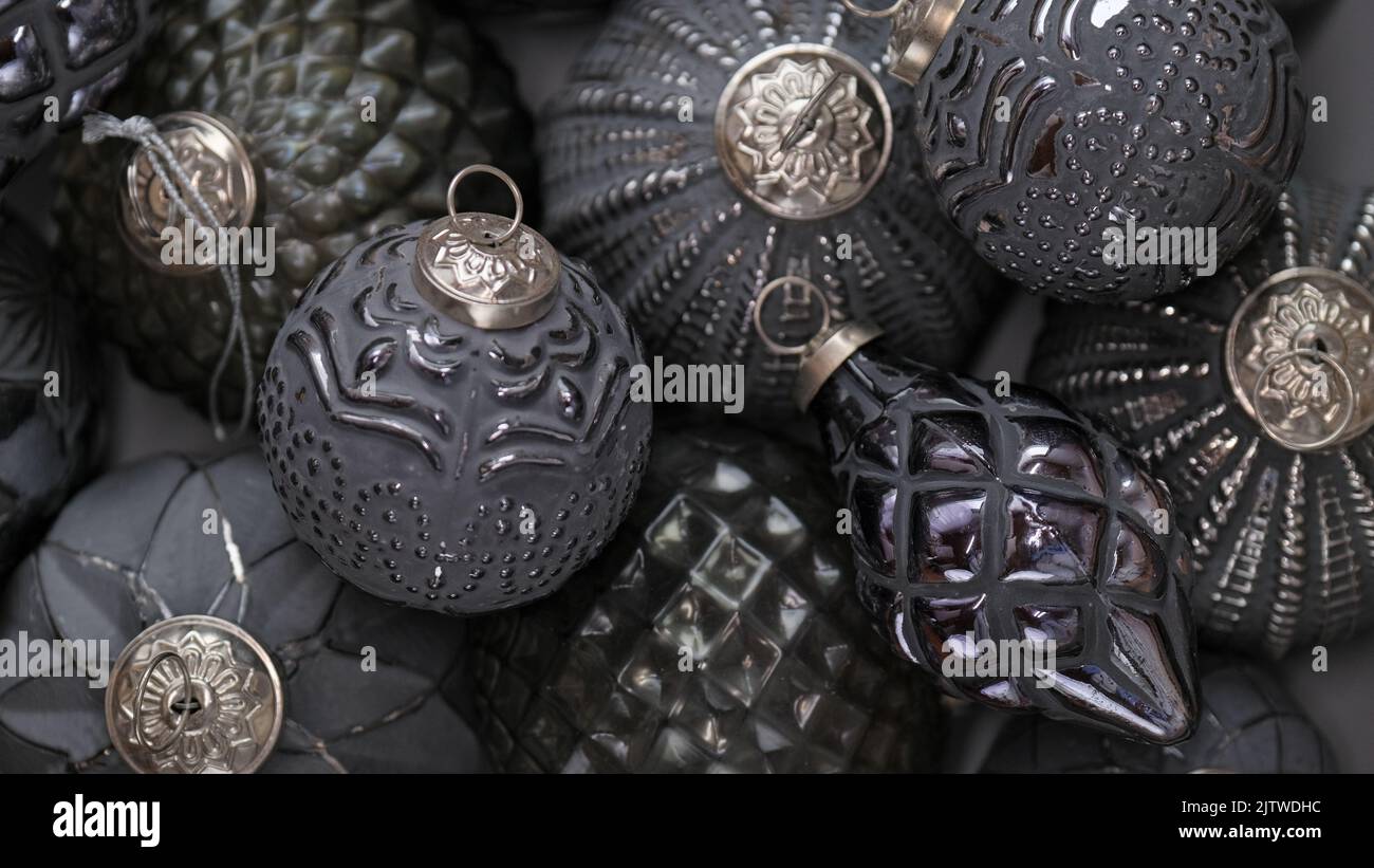 Christmas toys in a minimalistic style and monochrome color. Gray ...