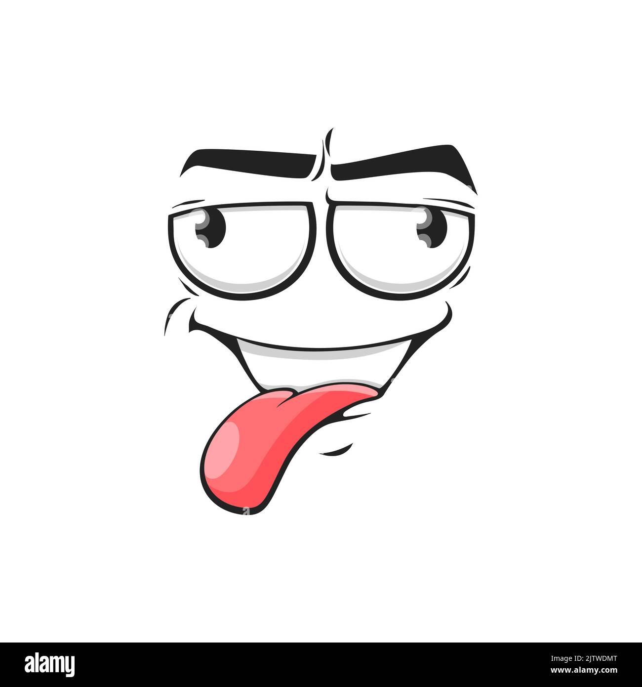 Cartoon face show pink tongue, vector teasing facial expression, funny ...