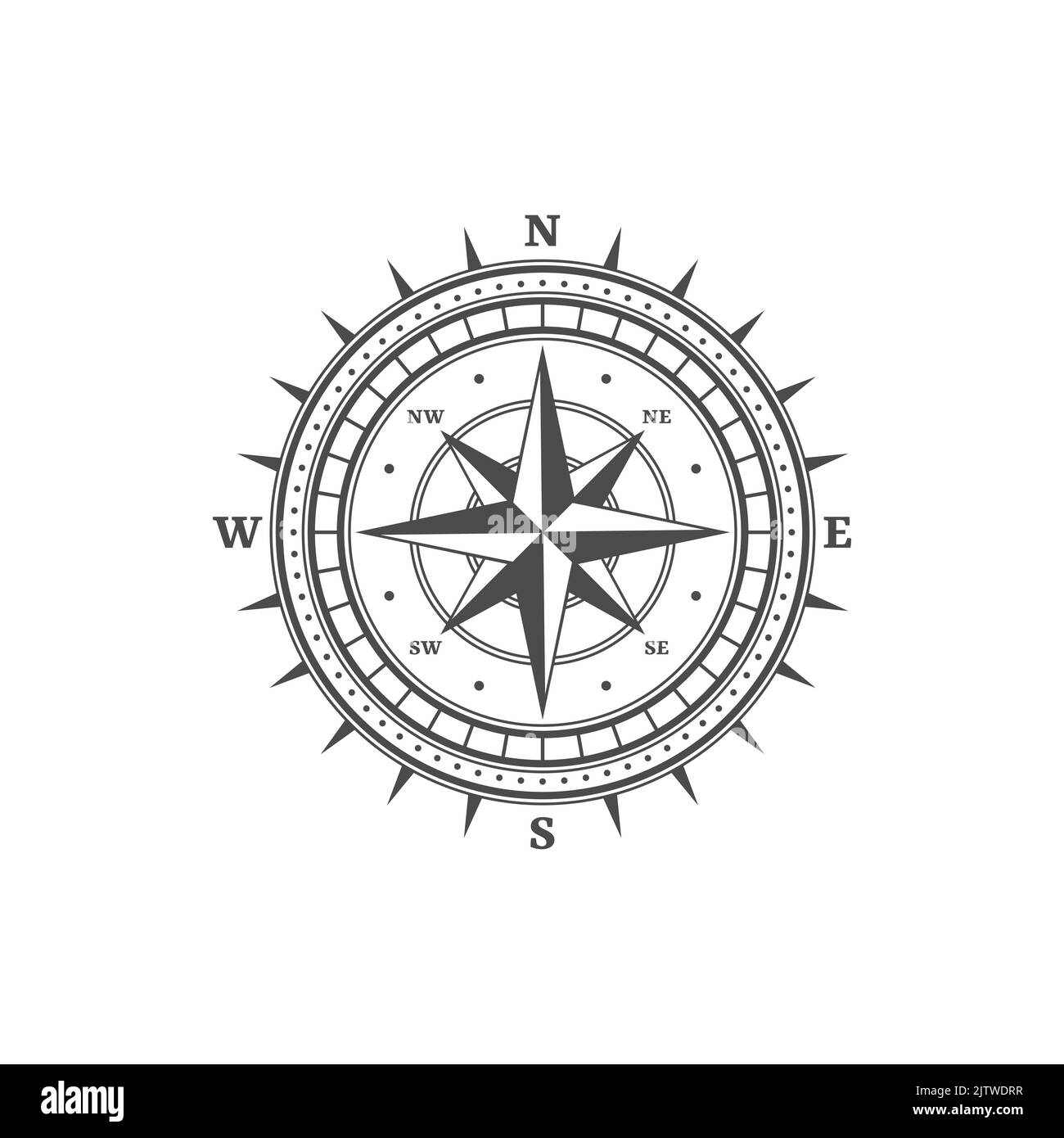 Vintage compass, cartography medieval symbol. Rose wind vintage symbol ...