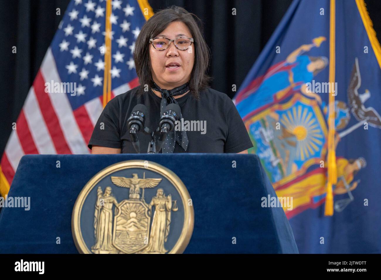 NEW YORK, NEW YORK - SEPTEMBER 01: U.S. Congresswoman Grace Meng speaks ...