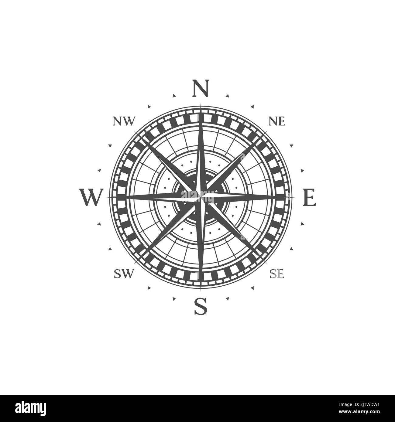 Vintage compass nautical navigation, sea travel sign. Windrose star ...