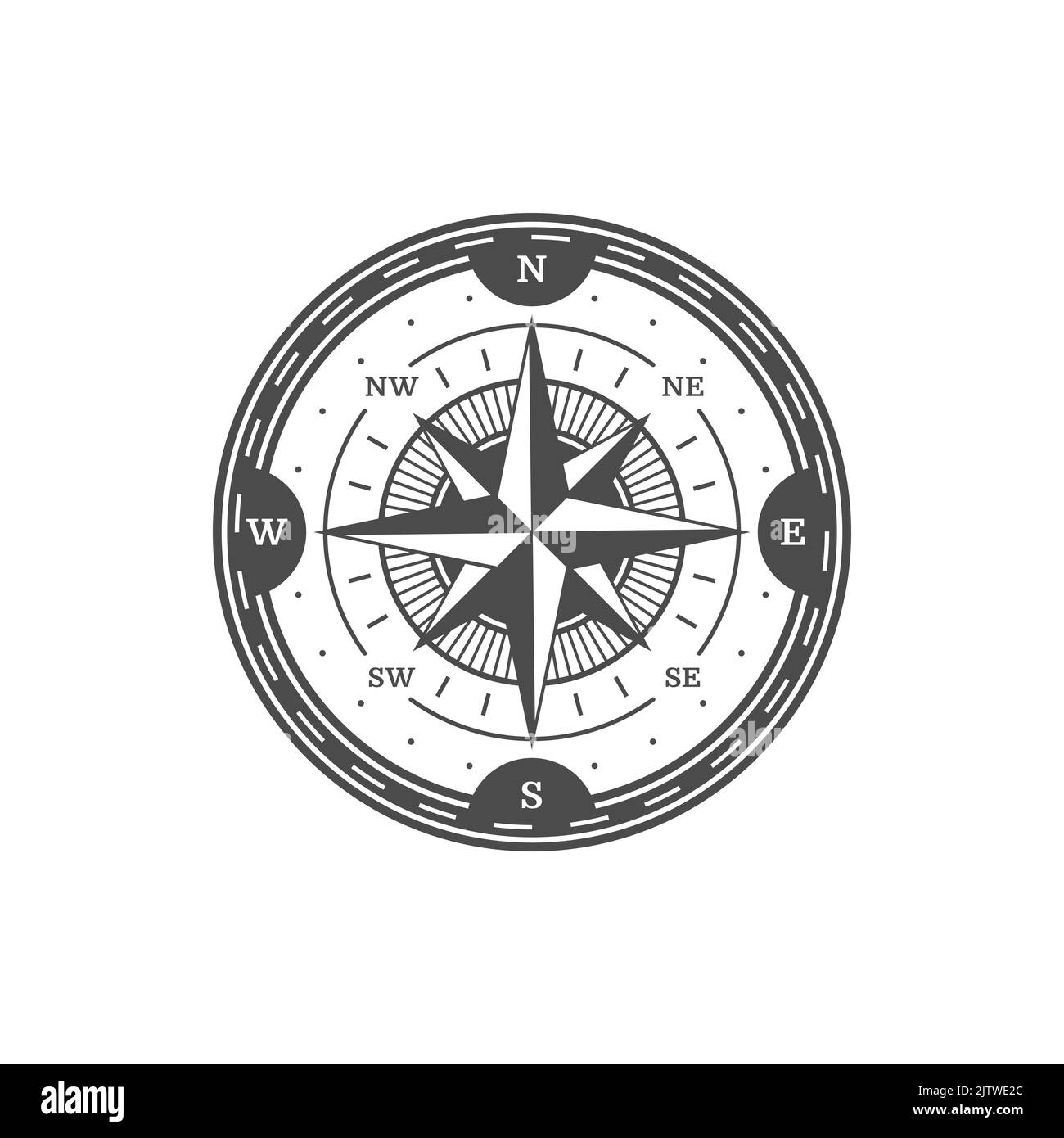Antique Navigation Compass Marine Navigation Symbol Windrose Star Icon Exploration Era Sailor