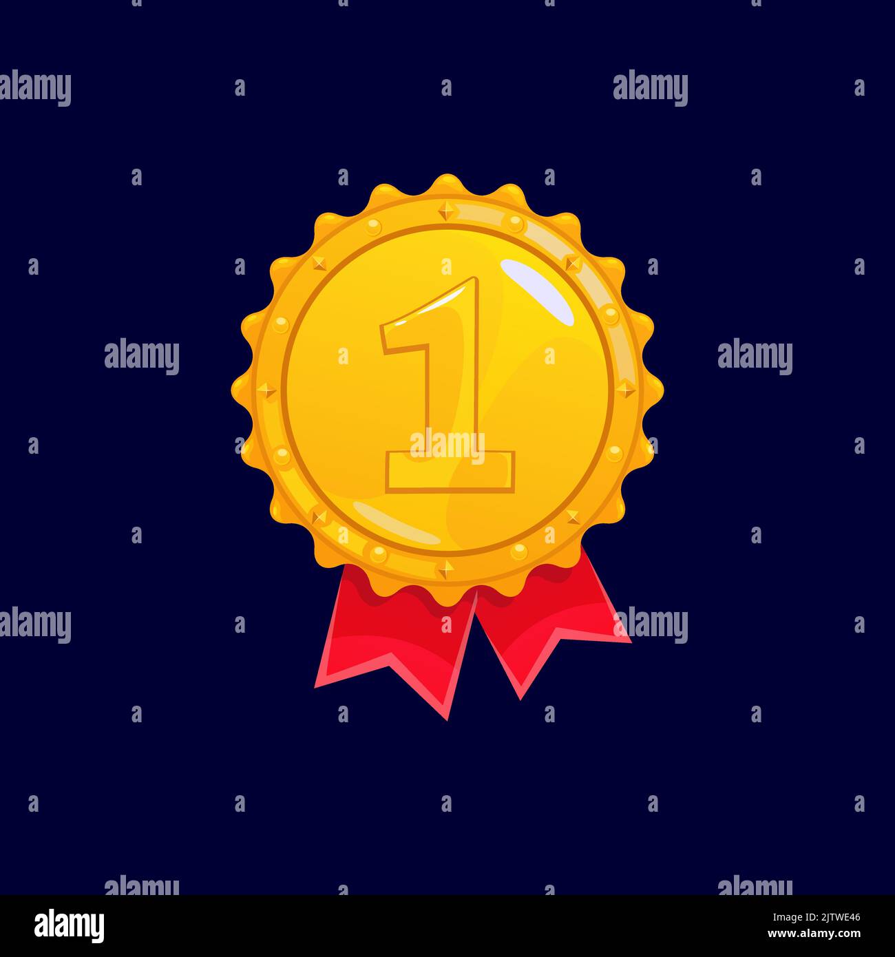 Award ribbon gold medal number first isolated cartoon icon. Vector ...