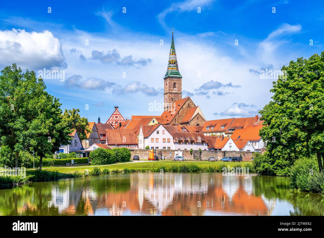 Historical city wall of Wolframs Eschenbach, Bavaria, Germany Stock ...