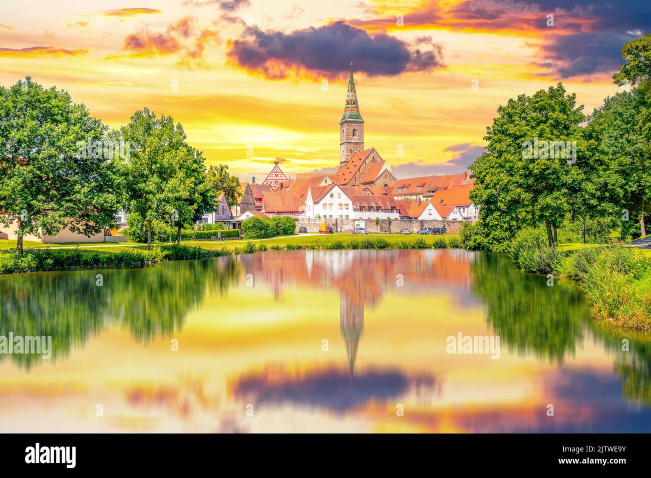 Historical city wall of Wolframs Eschenbach, Bavaria, Germany Stock ...