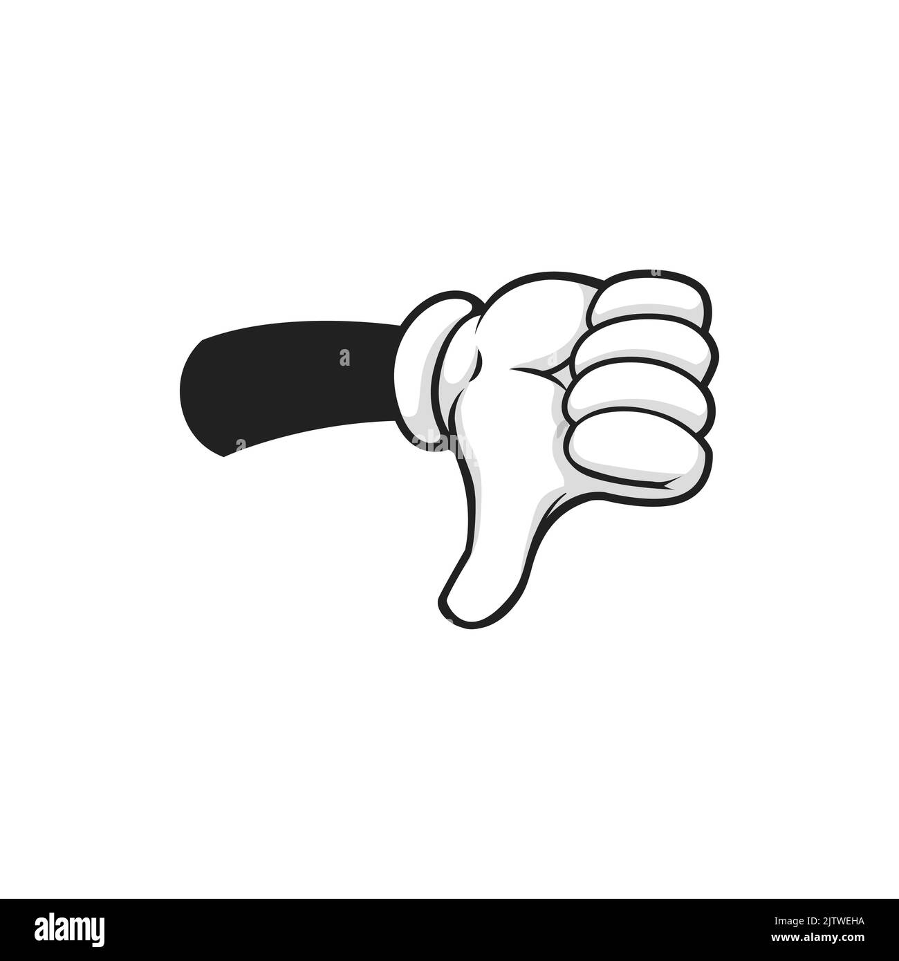 Thumb down, dislike hand gesture isolated cartoon arm in glove. Vector ...