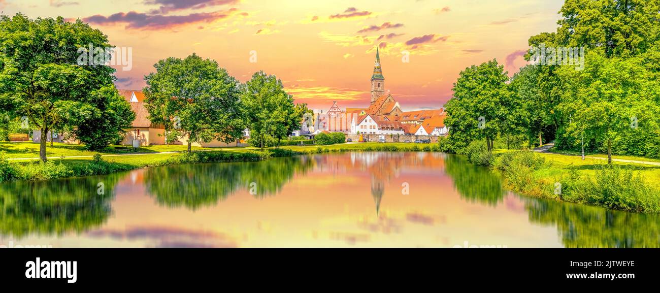 Historical city wall of Wolframs Eschenbach, Bavaria, Germany Stock ...